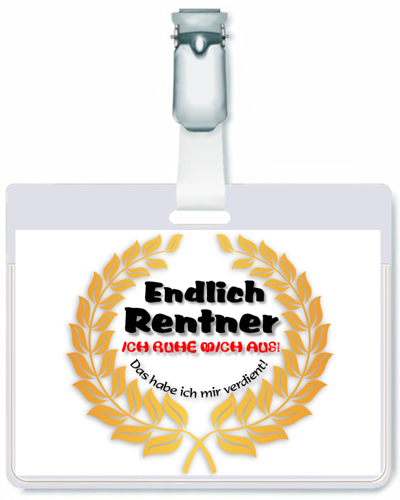 Lustige Anhänger und Ausweise für Rentner und den Ruhestand