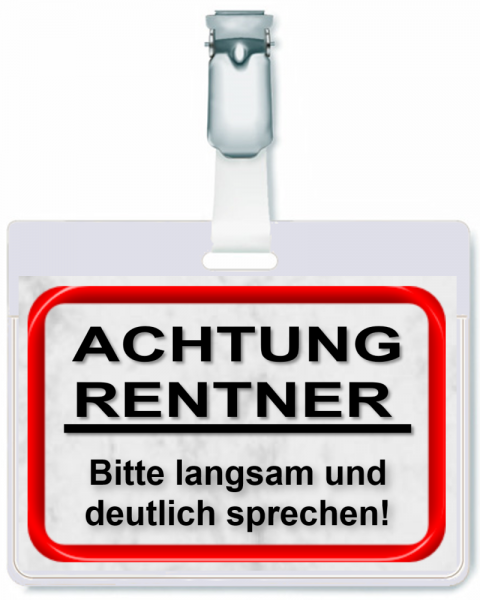 Lustige Anhänger und Ausweise für Rentner und den Ruhestand